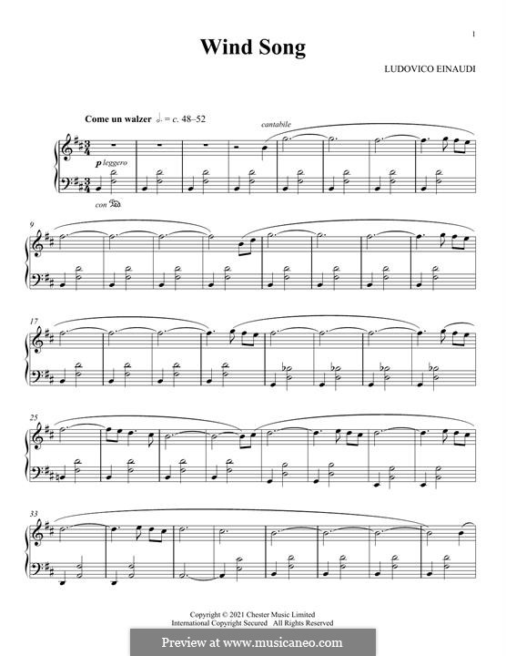 Wind Song by L. Einaudi - sheet music on MusicaNeo