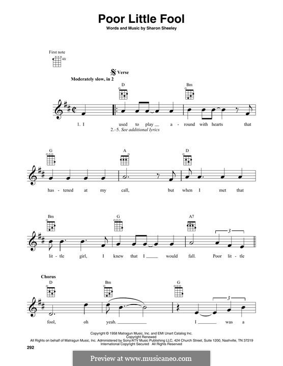 Poor Little Fool by S. Sheeley - sheet music on MusicaNeo