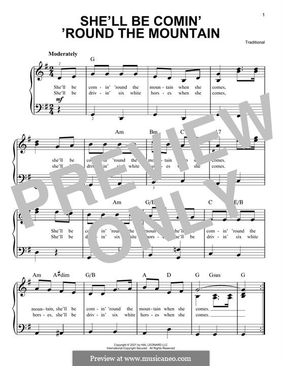 She'll Be Comin' 'Round the Mountain by folklore - sheet music on MusicaNeo
