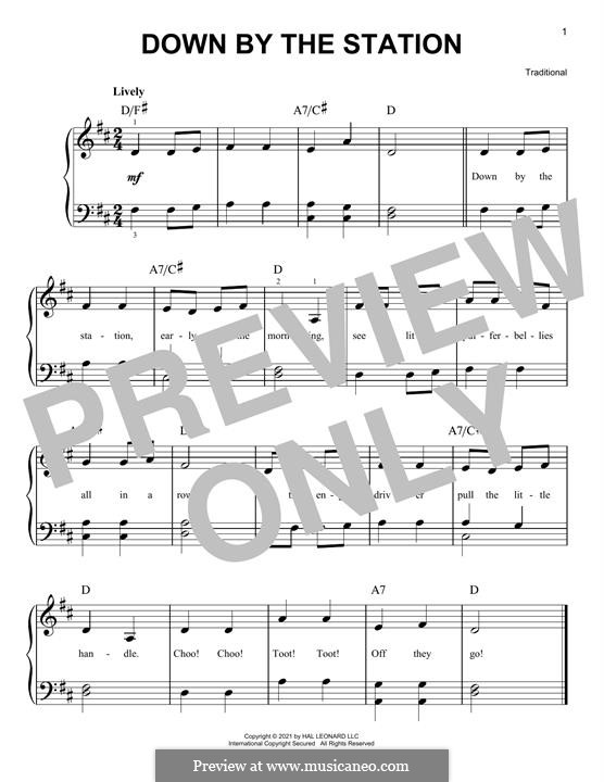 Down By the Station by folklore - sheet music on MusicaNeo