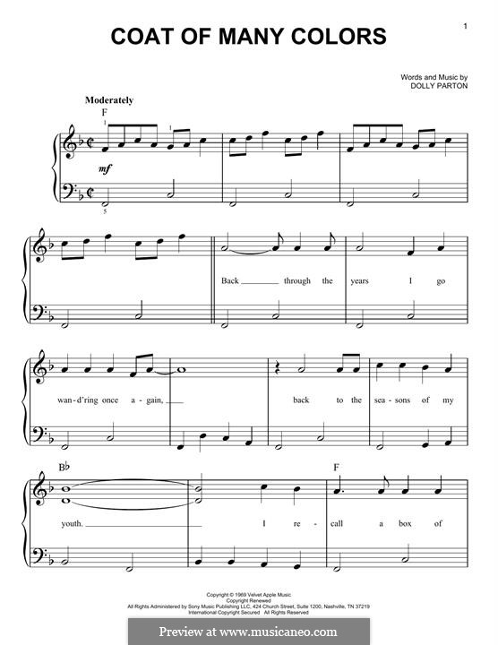 Coat of Many Colors by D. Parton - sheet music on MusicaNeo