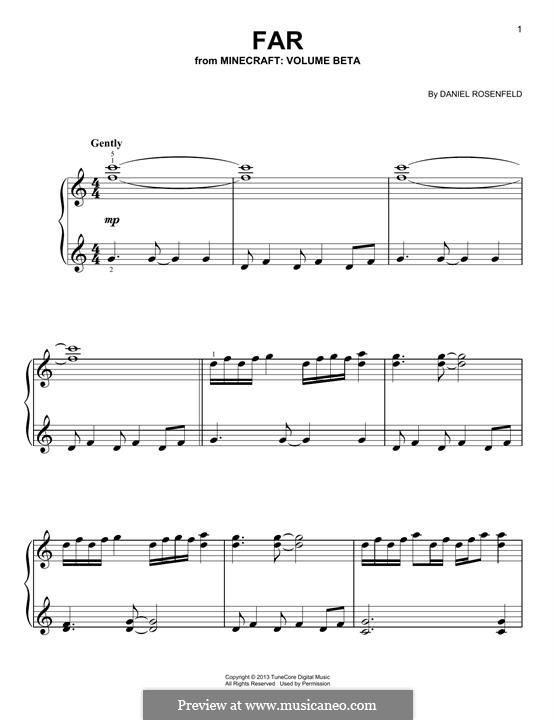 Far (from Minecraft) (C418) by D. Rosenfeld - sheet music on MusicaNeo