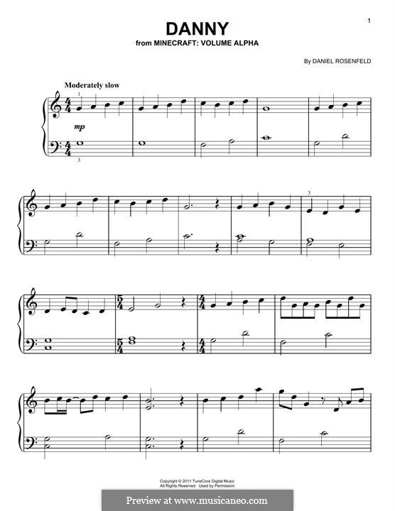 Danny (from Minecraft) (C418) by D. Rosenfeld - sheet music on MusicaNeo