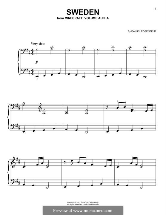 Sweden (from Minecraft) (C418) by D. Rosenfeld - sheet music on MusicaNeo