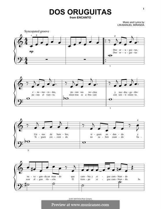 Dos Oruguitas (from Encanto) by L. Miranda - sheet music on MusicaNeo