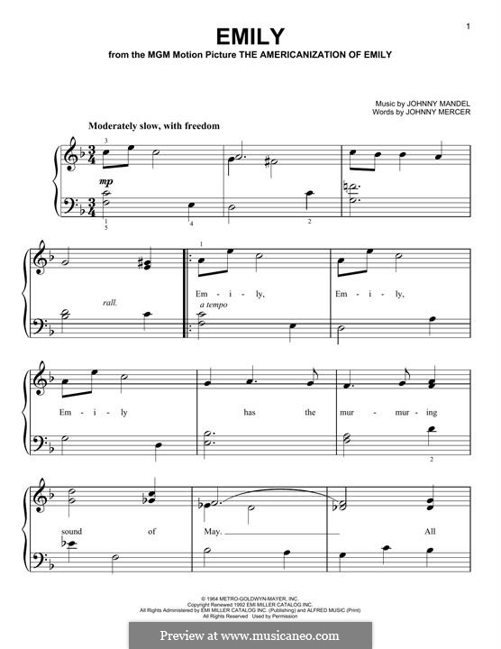 Emily (from The Americanization of Emily) by J. Mandel on MusicaNeo