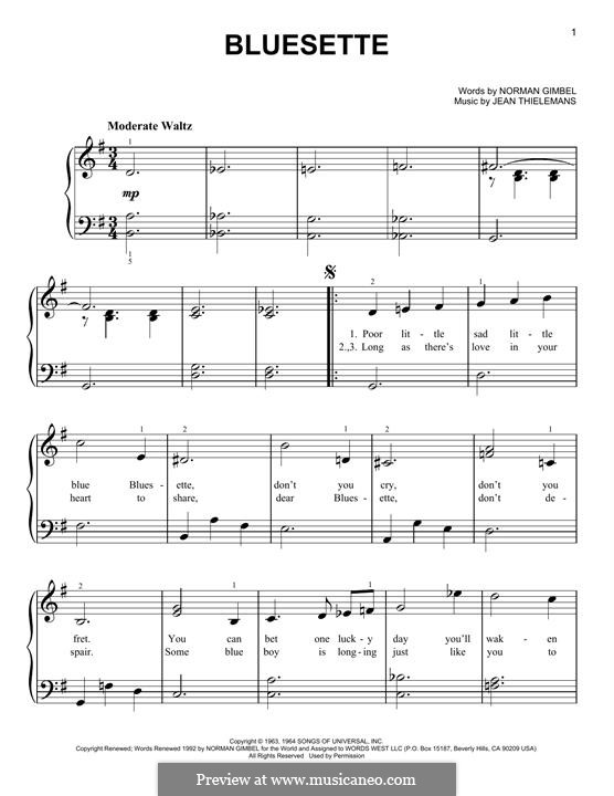 Bluesette by J. Thielemans - sheet music on MusicaNeo
