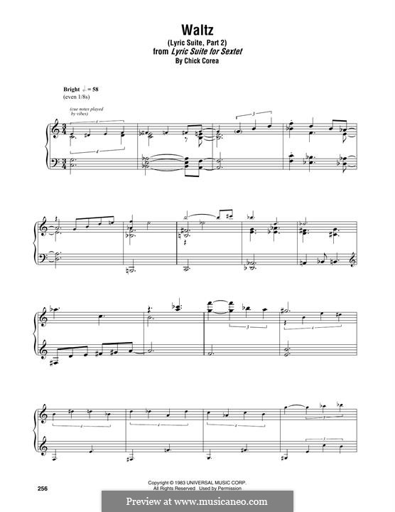 Waltz (Lyric Suite, Part 2) by C. Corea - sheet music on MusicaNeo