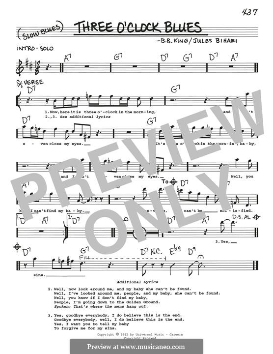 Three O'Clock Blues by J. Bihari - sheet music on MusicaNeo