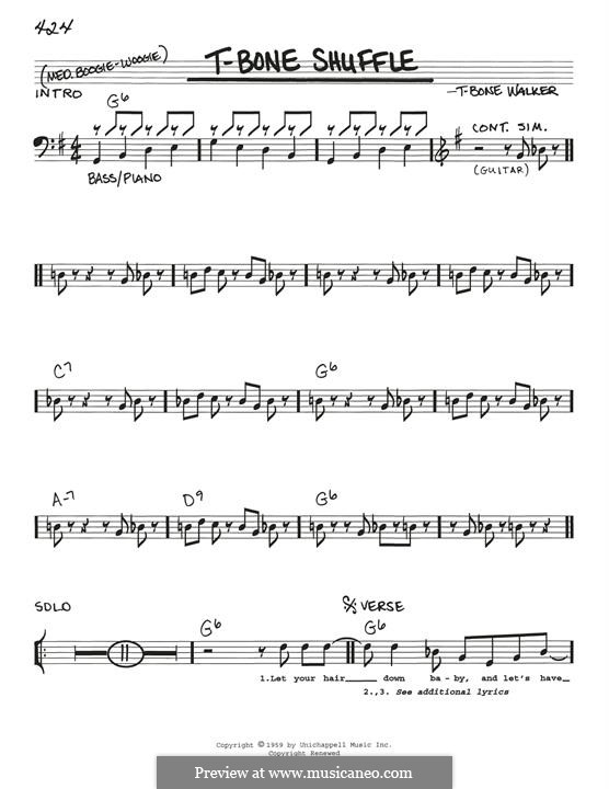 T-Bone Shuffle by T-Bone Walker - sheet music on MusicaNeo