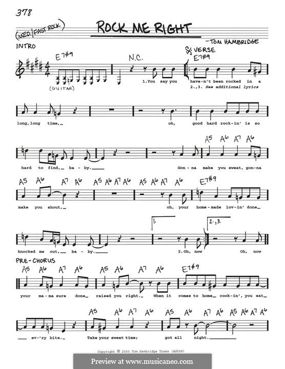 Rock Me Right (Susan Tedeschi) by T. Hambridge - sheet music on MusicaNeo