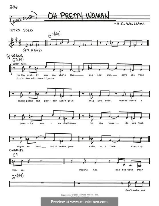Pretty Woman Guitar Chords Roy Orbison Oh Pretty Woman Guitar