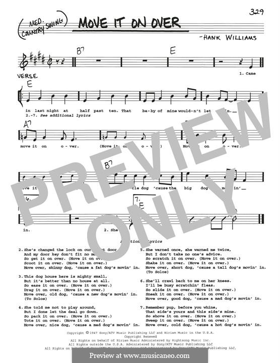Move It on Over by H. Williams - sheet music on MusicaNeo