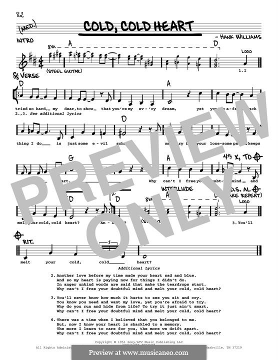 Cold, Cold Heart by H. Williams - sheet music on MusicaNeo