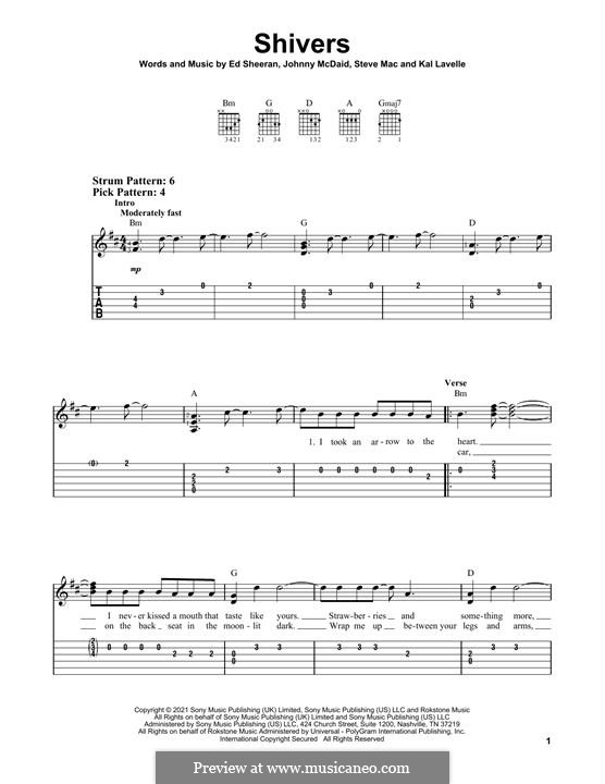Shivers by E. Sheeran - sheet music on MusicaNeo