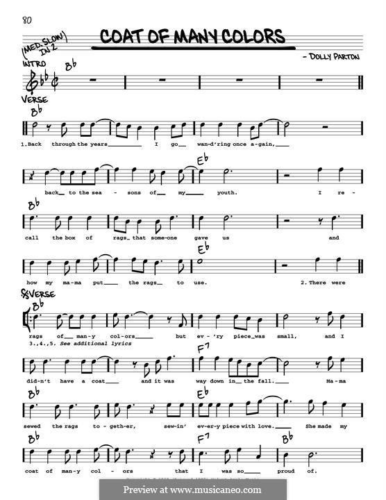 Coat of Many Colors by D. Parton - sheet music on MusicaNeo
