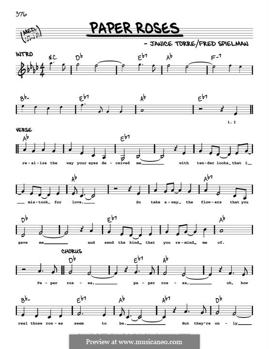 Paper Roses by F. Spielman, J. Torre - sheet music on MusicaNeo