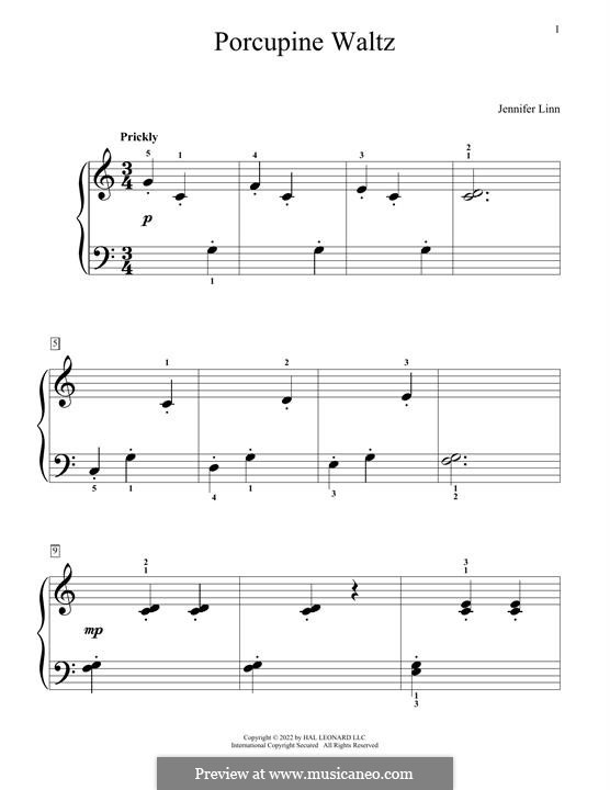 Porcupine Waltz by J. Linn - sheet music on MusicaNeo