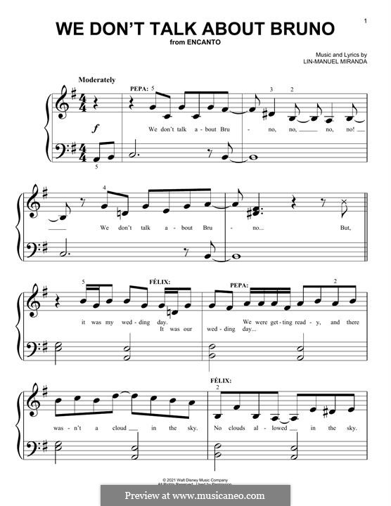 We Don't Talk About Bruno (from Encanto) by L. Miranda on MusicaNeo