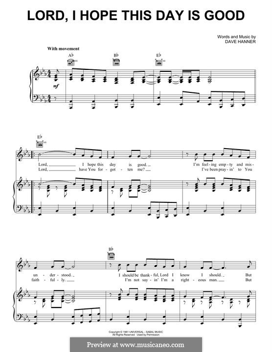 Lord, I Hope This Day Is Good by D. Hanner - sheet music on MusicaNeo