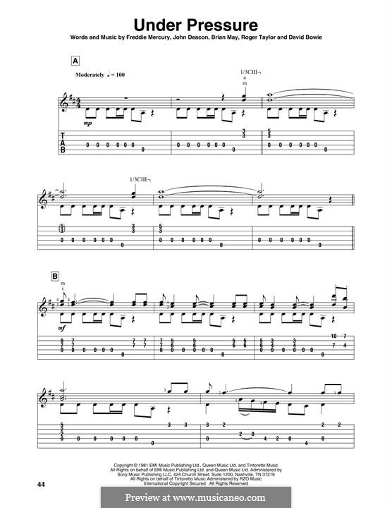Under Pressure Guitar Chords