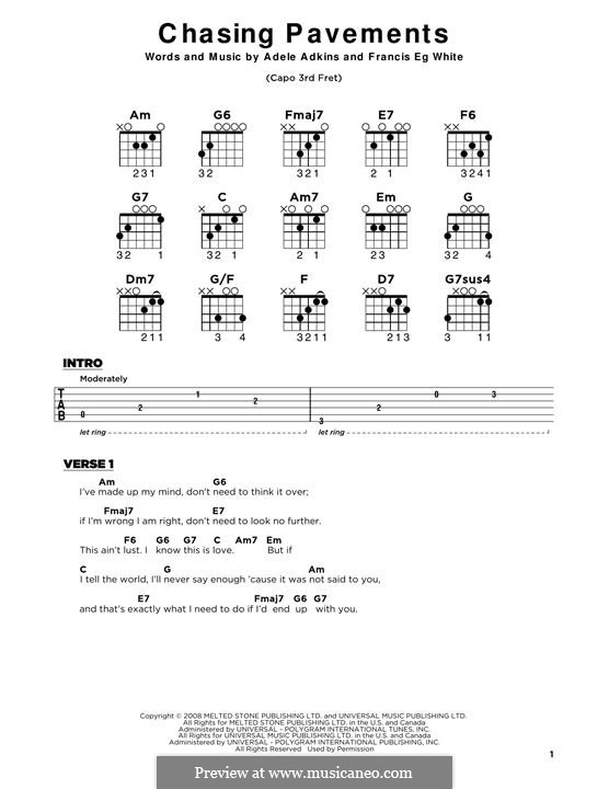 Chasing Pavements by Adele, Eg White - sheet music on MusicaNeo
