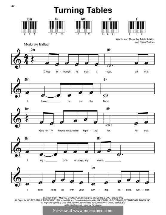 Turning Tables by Adele, R.B. Tedder - sheet music on MusicaNeo
