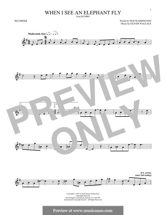 When I See an Elephant Fly by O. Wallace - sheet music on MusicaNeo