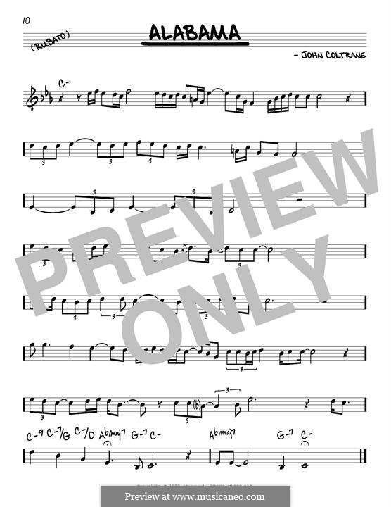 Alabama by J. Coltrane - sheet music on MusicaNeo