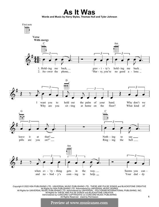 As It Was (Harry Styles) by T.S. Johnson - sheet music on MusicaNeo