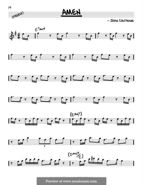 Amen by J. Coltrane - sheet music on MusicaNeo