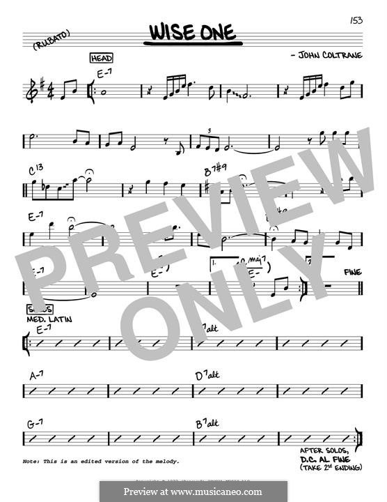 Wise One by J. Coltrane - sheet music on MusicaNeo