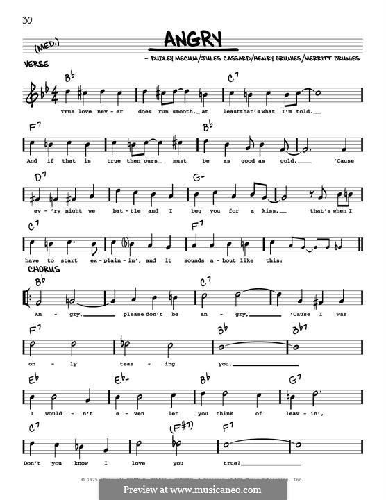 Angry by H. Brunies, J. Cassard, M. Brunies - sheet music on MusicaNeo