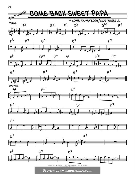 Come Back Sweet Papa by L. Armstrong, L. Russell - sheet music on MusicaNeo