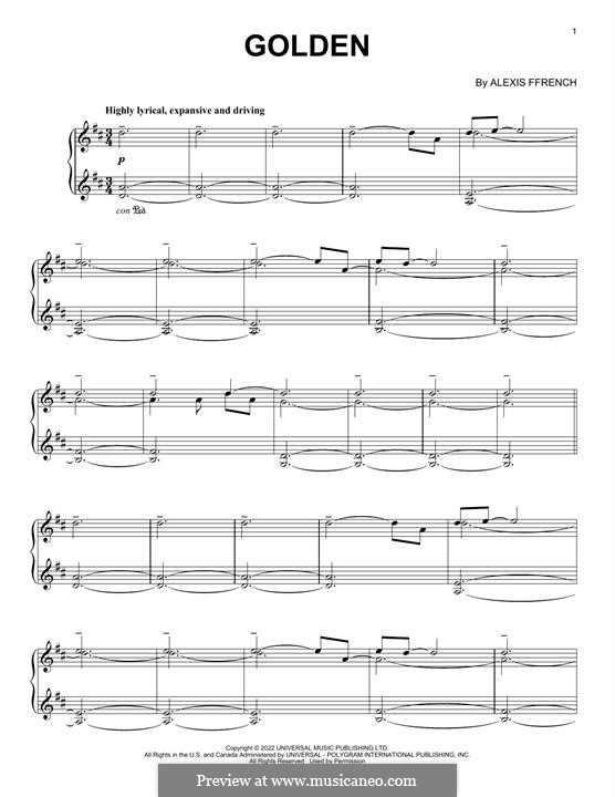 Golden by A. Ffrench - sheet music on MusicaNeo