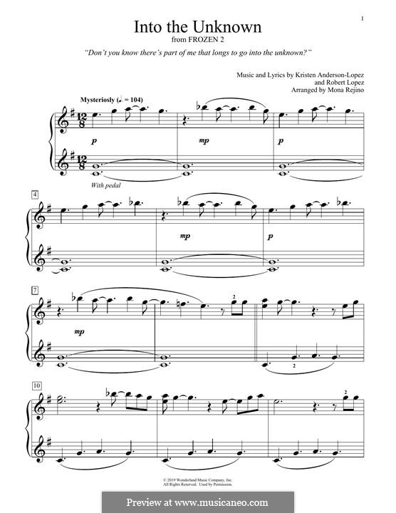 Into the Unknown (from Disney's Frozen 2) by R. Lopez, K. Anderson-Lopez on MusicaNeo