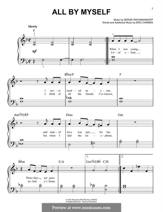 All By Myself by E. Carmen - sheet music on MusicaNeo