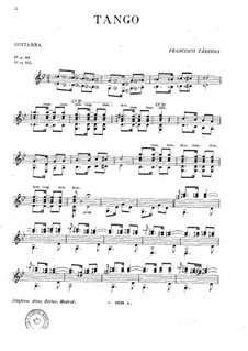 Tango by F. Tárrega - free download on MusicaNeo