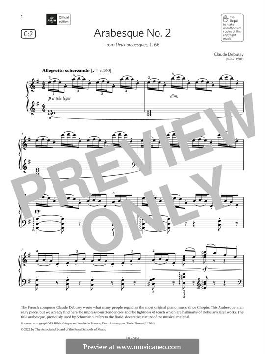 Arabesque No.2 (Two Arabesque, L.66) by C. Debussy on MusicaNeo