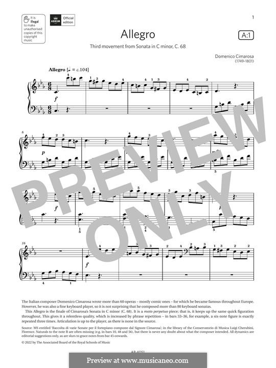 Allegro by D. Cimarosa - sheet music on MusicaNeo