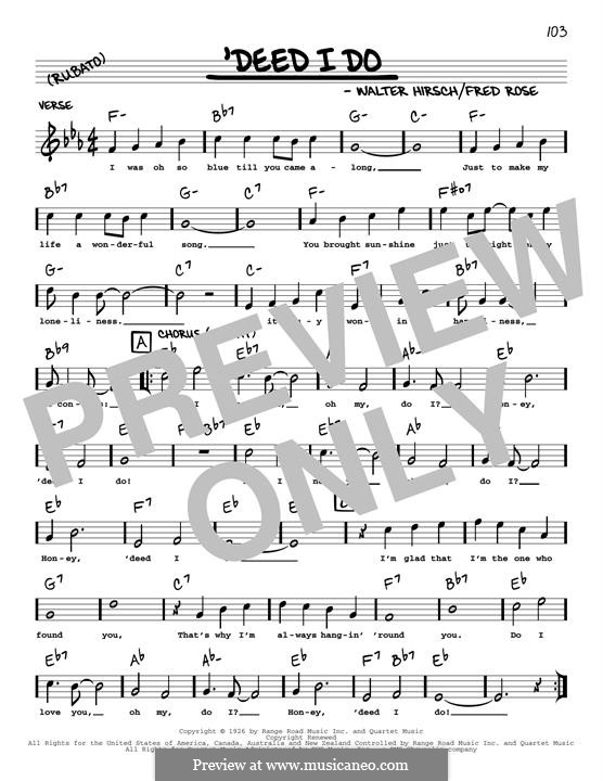 Deed I Do by F. Rose, W. Hirsch - sheet music on MusicaNeo