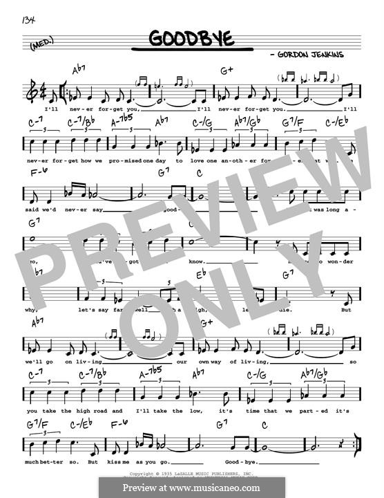 Goodbye (Bill Evans) by G. Jenkins - sheet music on MusicaNeo