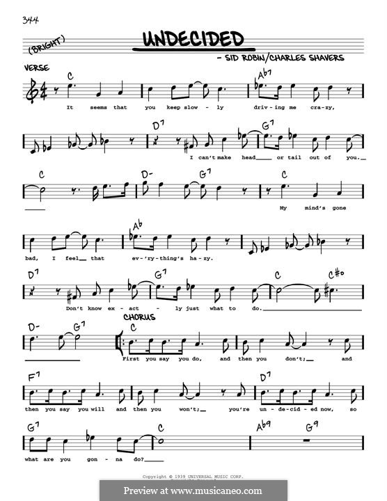 Undecided (Ella Fitzgerald) by C. Shavers - sheet music on MusicaNeo