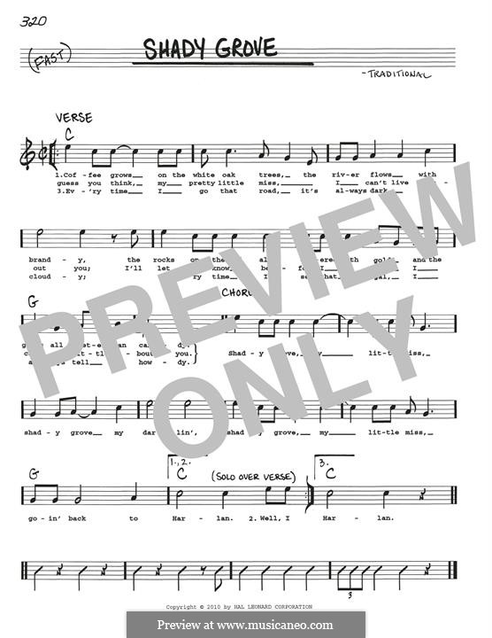 Shady Grove by folklore - sheet music on MusicaNeo