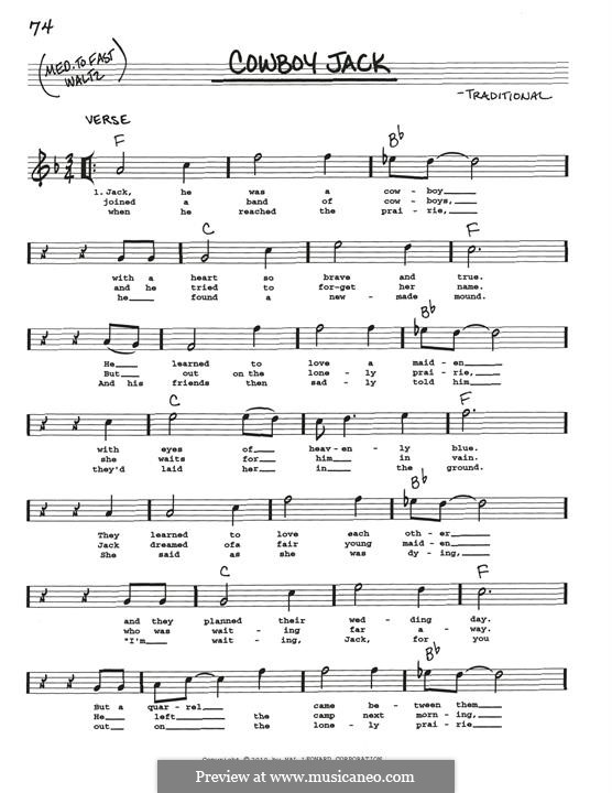 Cowboy Jack by folklore - sheet music on MusicaNeo