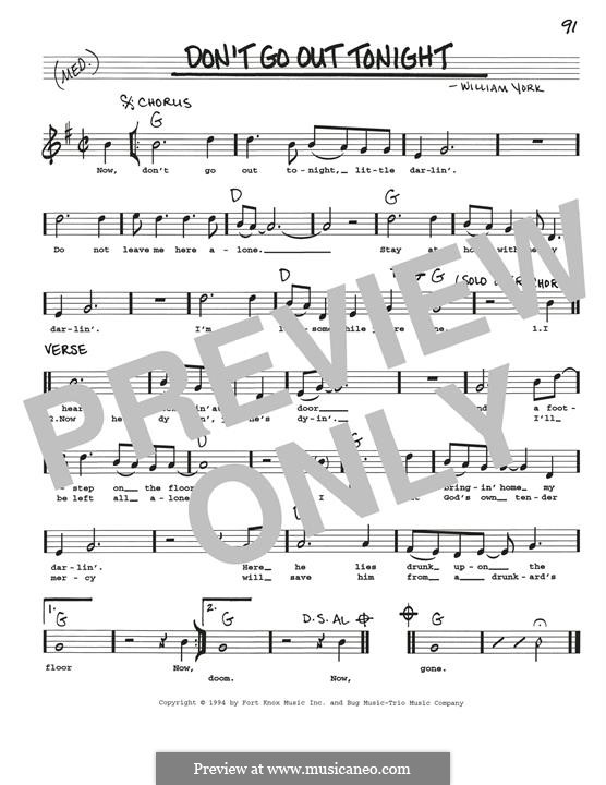 Don't Go Out Tonight by W. York - sheet music on MusicaNeo