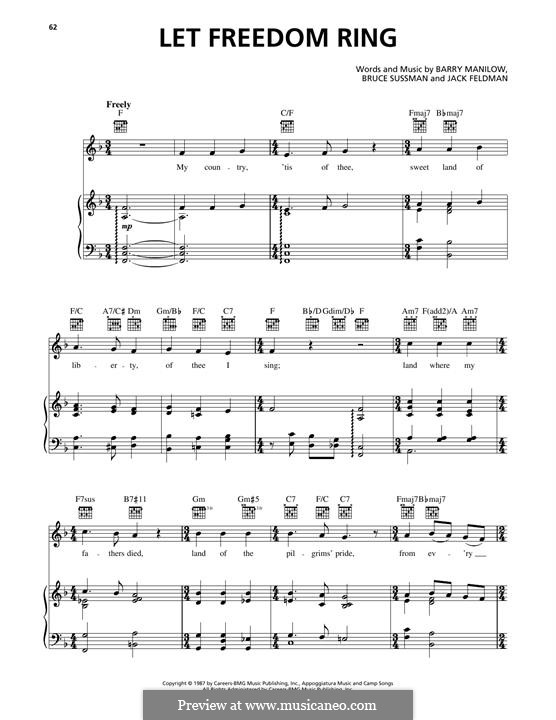 Let Freedom Ring by B. Manilow - sheet music on MusicaNeo
