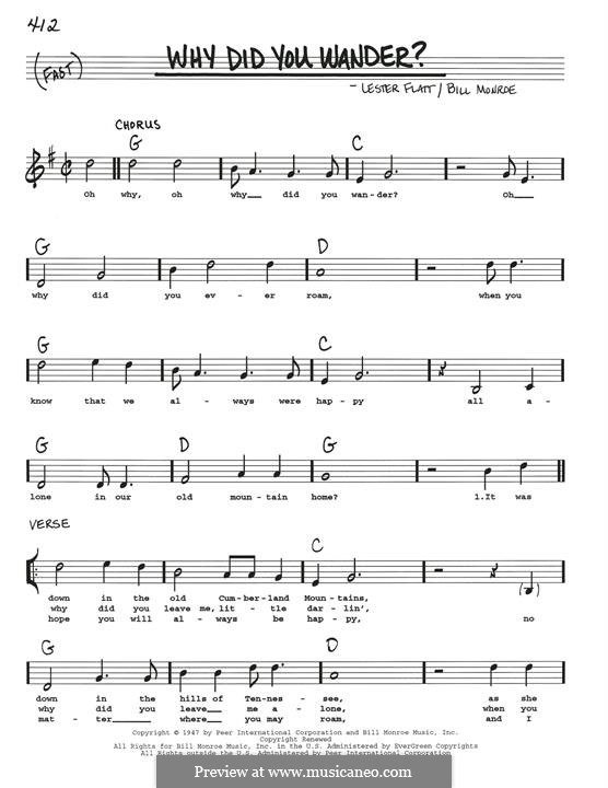 Why Did You Wander? by B. Monroe - sheet music on MusicaNeo