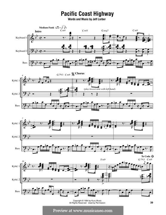 Pacific Coast Highway by J. Lorber - sheet music on MusicaNeo