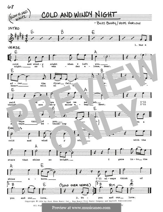 Cold And Windy Night (Buzz Busby) by H. Harlow - sheet music on MusicaNeo